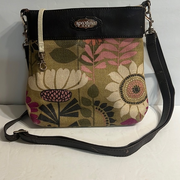 Spartina 449 | Bags | Spartina 449 Linen Leather Crossbody Purse Inside ...